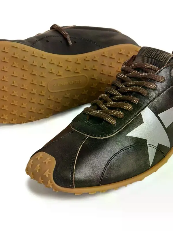 GOLDEN GOOSE Marathon Speed Leather Logo Sneakers - Brown