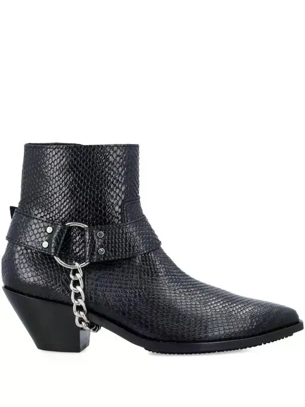 Junya Watanabe Snake-print Pointed Toe Block Heel Boots