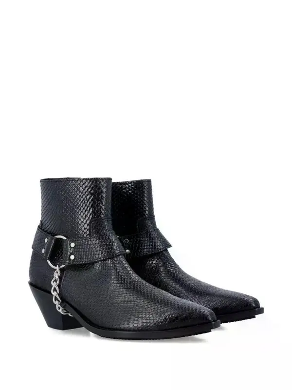Junya Watanabe Snake-print Pointed Toe Block Heel Boots