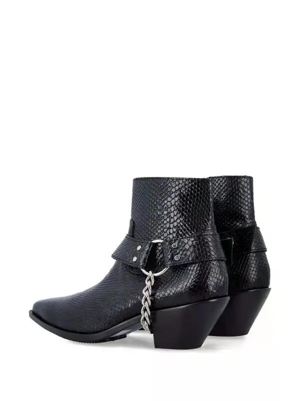 Junya Watanabe Snake-print Pointed Toe Block Heel Boots