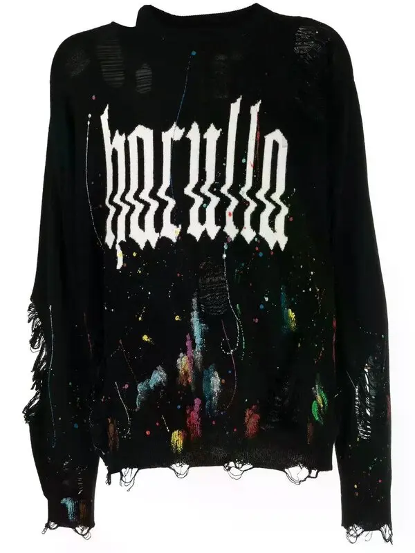 HACULLA. Distressed Paint Splatter Logo Jumper - Black