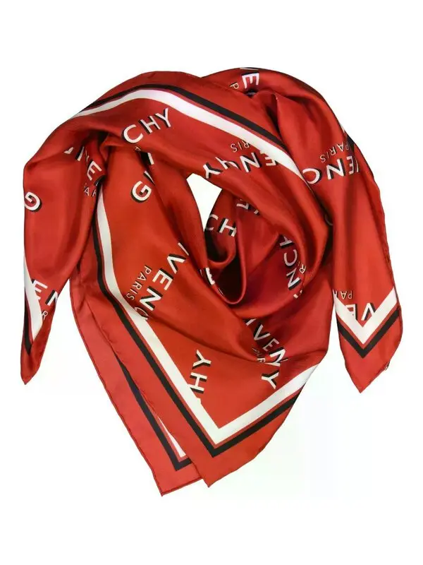 Givenchy Logo-lettering Silk Scarf - Red