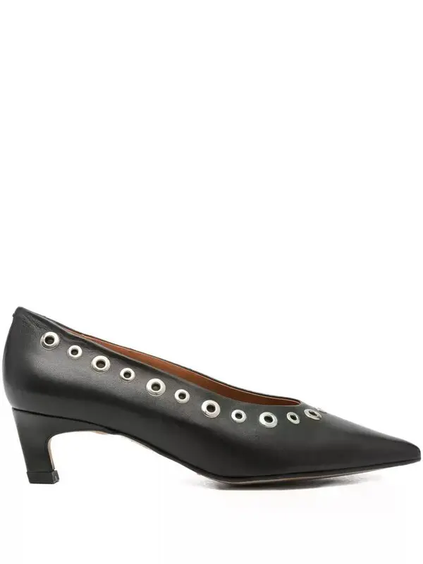 ANGEL ALARCON Eyelet Detail Leather Pumps - Black