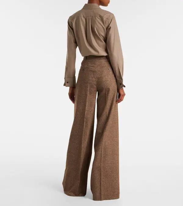 Max Mara Brava Wool And Silk-blend Wide-leg Trousers