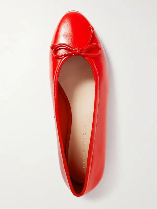 LOEFFLER RANDALL Noelle Patent Leather Ballet Flats With Bow Detailing - Red