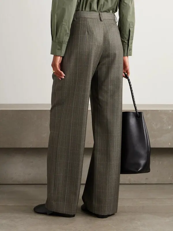 TWP Sulli Pleated Checked Wool Wide-leg Trousers