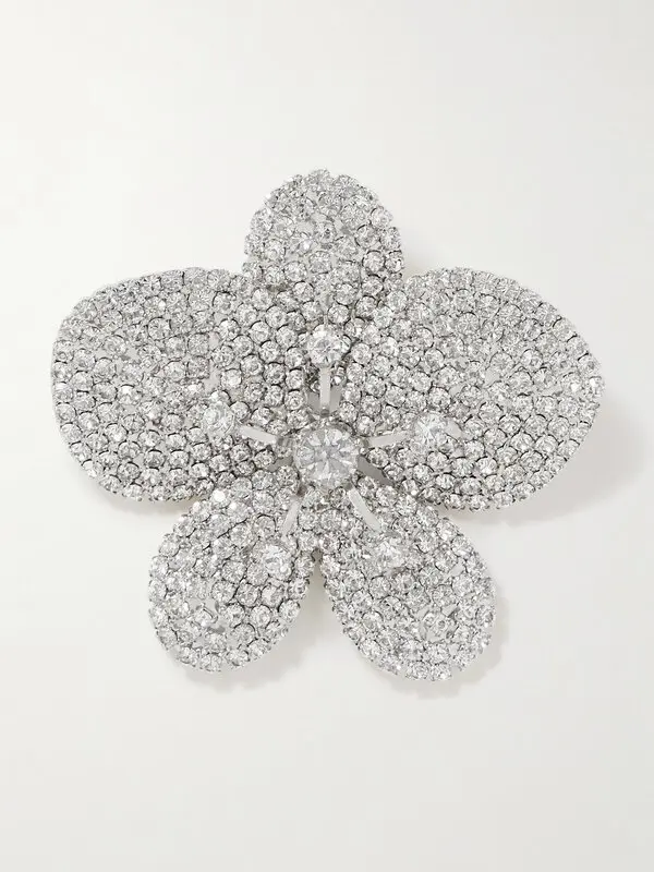 JENNIFER BEHR Kiarra Rhodium-plated Crystal Brooch - Silver