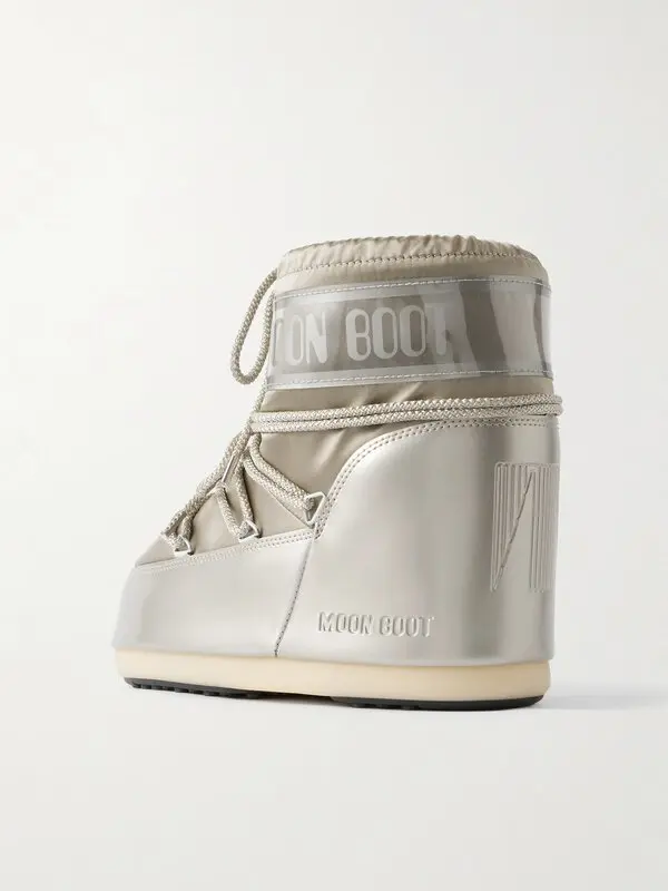 Moon Boot Icon Glance Metallic Satin And Pvc Snow Boots - Silver