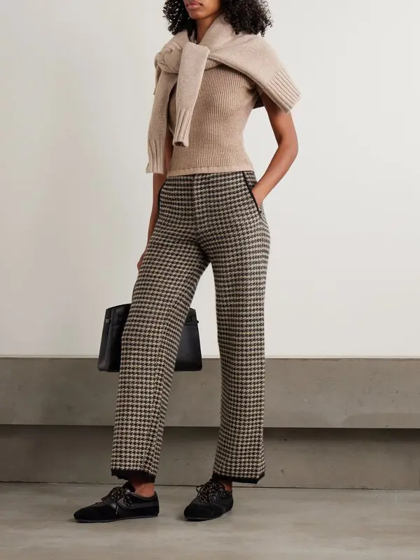 Guest In Residence Houndstooth Cashmere Trousers - Brown