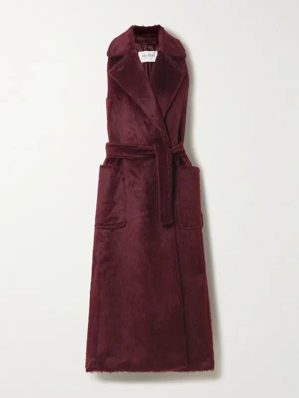 Max Mara Belted Alpaca And Wool-blend Coat - Red