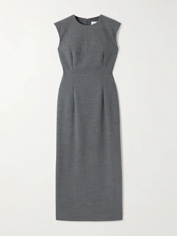 Tove Estelle Pinstriped Woven Midi Dress
