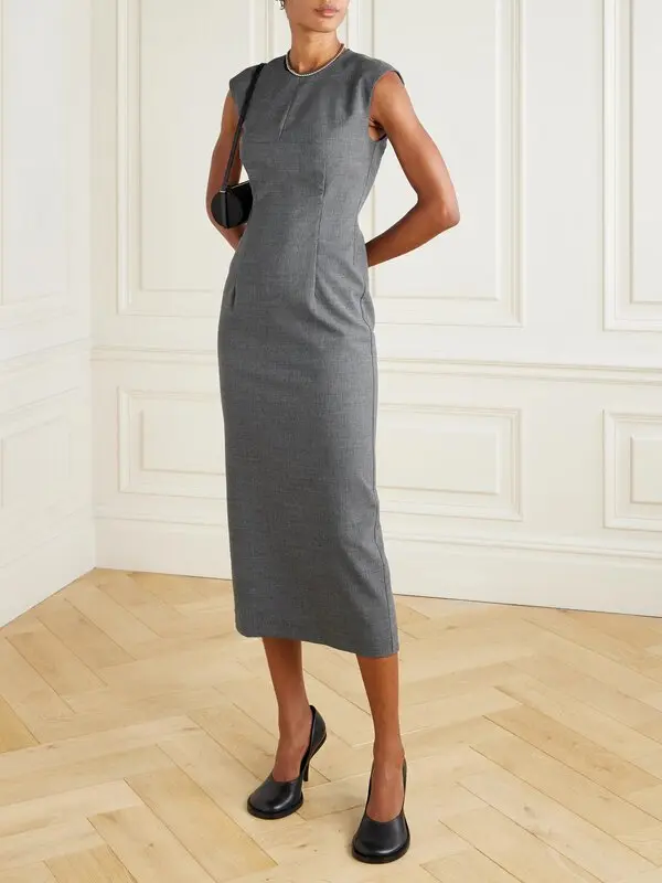 Tove Estelle Pinstriped Woven Midi Dress