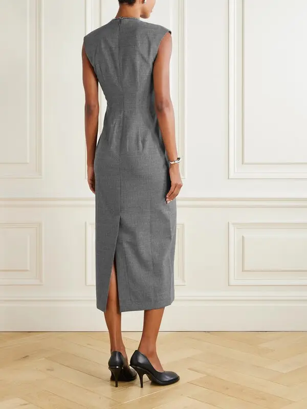 Tove Estelle Pinstriped Woven Midi Dress
