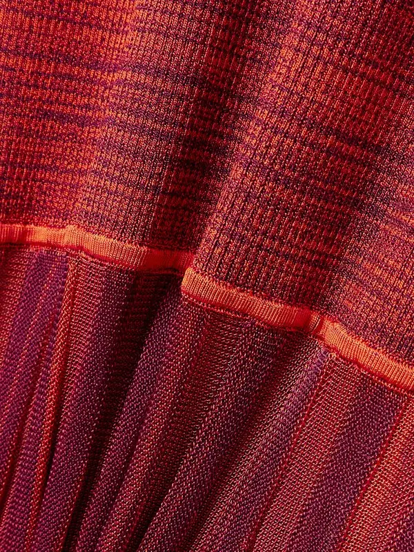 Christopher John Rogers Pleated Ribbed-knit Turtleneck Gown