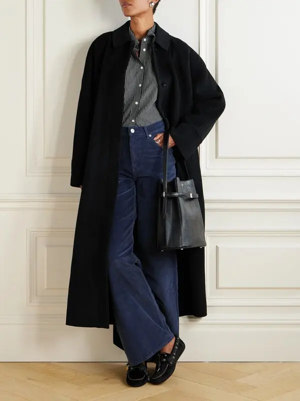 Tove Yoonmi Belted Brushed Wool-blend Coat - Black
