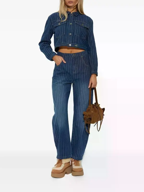 Munthe Pinstriped Utility Trousers - Blue
