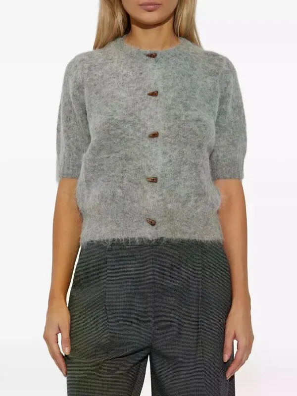Munthe Alpaca Wool Short Sleeve Cardigan - Grey