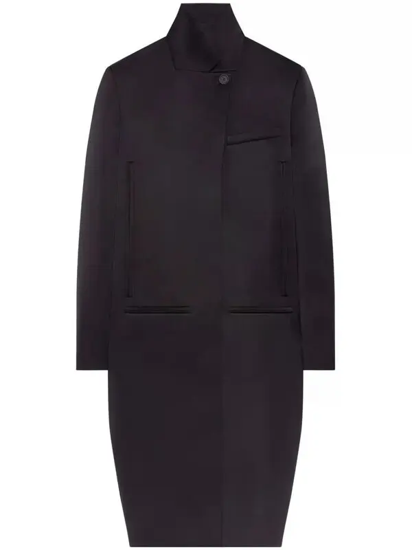 COURREGES Satin-finish High Neck Coat - Black