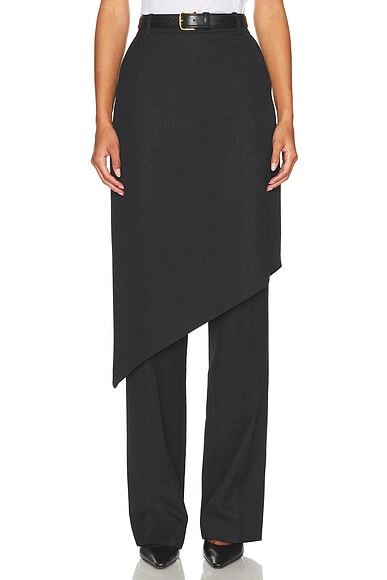 HELSA Asymmetrical Skirt Overlay Trousers - Black