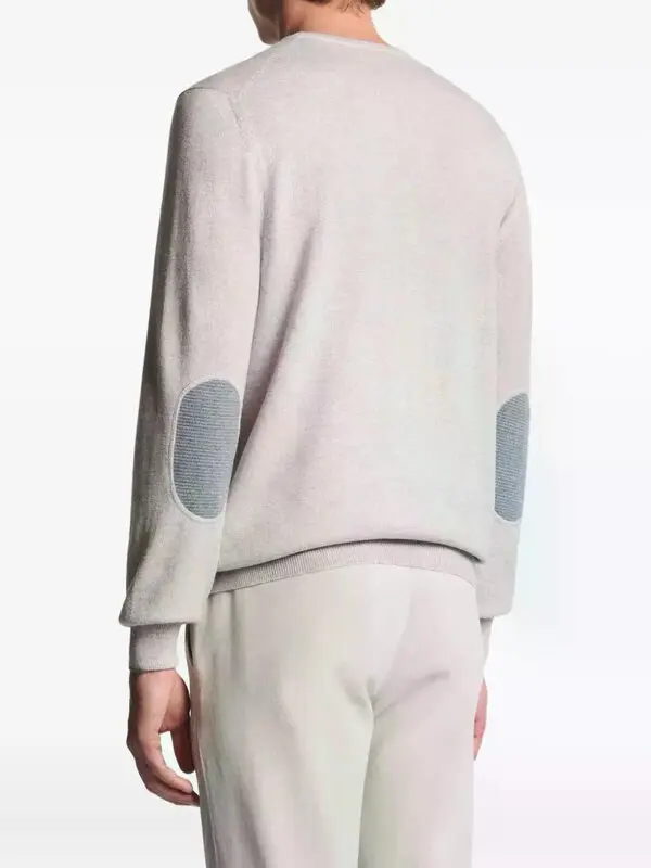 FAY Crew Neck Sweater With Elbow Patches
