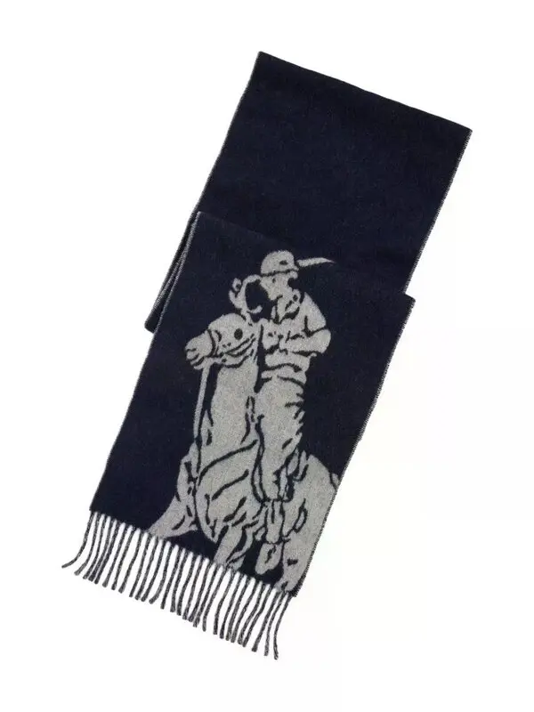 Polo Ralph Lauren Jacquard-knit Fringed Scarf - Blue