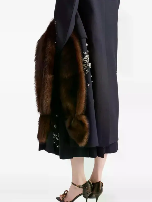 Prada Embellished Pleated Midi Skirt - Blue