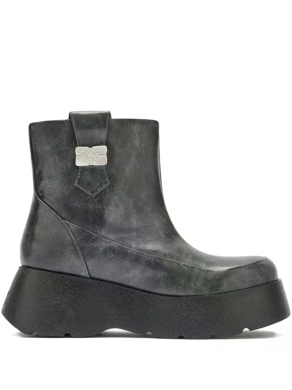 GANNI Kat Pull-tab Platform Boots - Grey