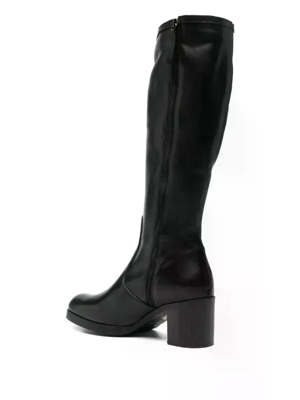 PROGETTO Leather Block Heel Boots