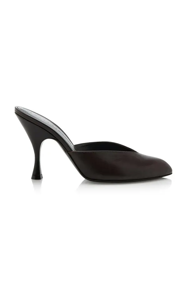 HERBERT LEVINE Sitting Pretty Leather Mules - Brown
