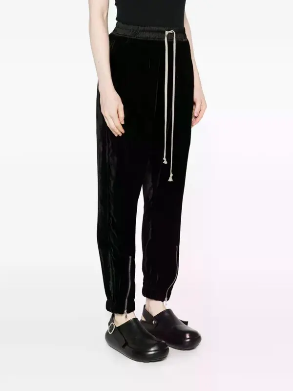 Rick Owens Velvet Drawstring Trousers With Zip Ankle Fastening