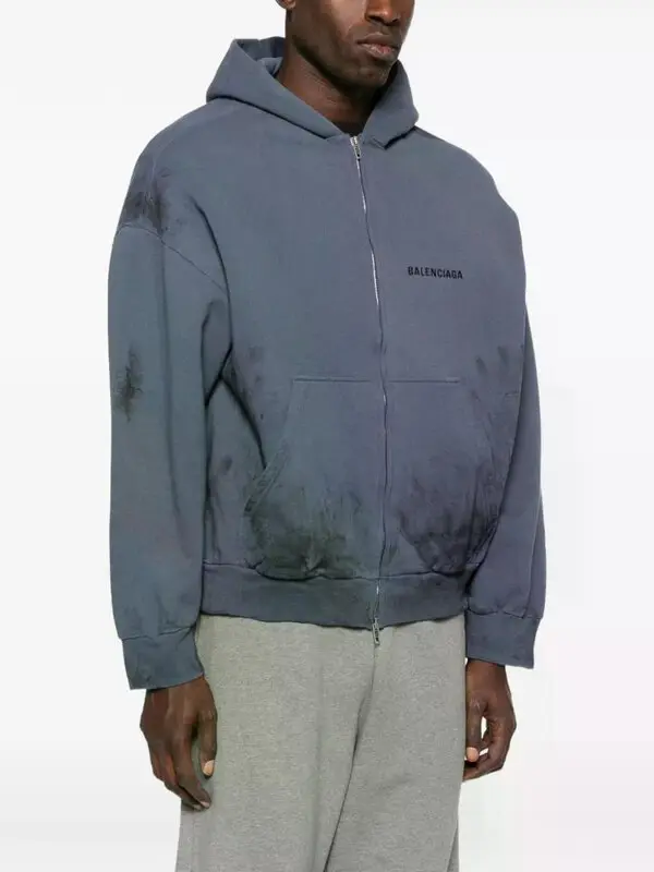 Balenciaga Logo-print Zip-up Hoodie
