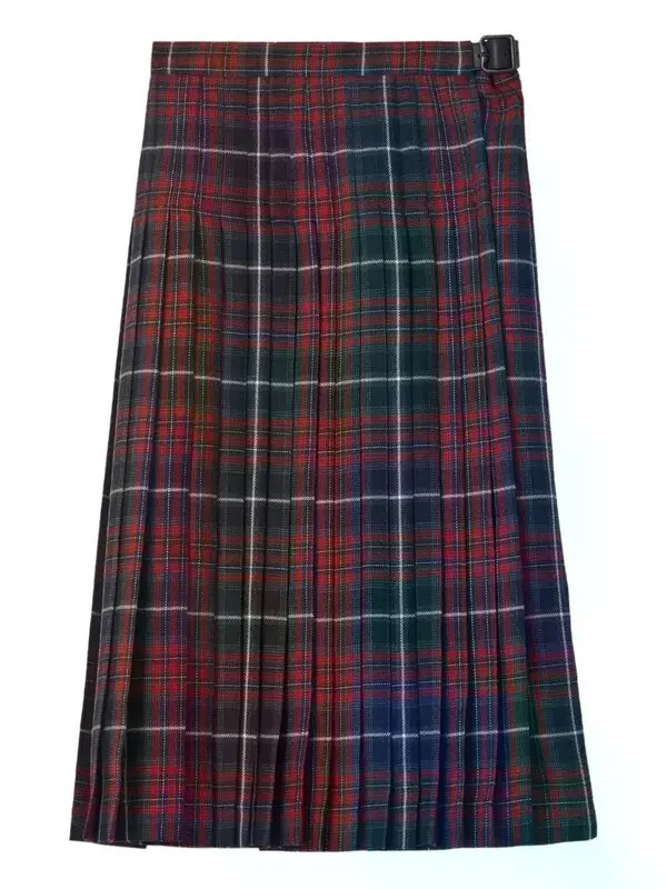 Burberry Tartan-check Pleated Midi Skirt - Red