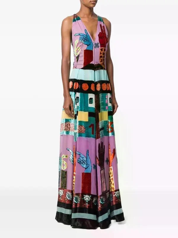 Valentino Garavani Multicolor Graphic Print Gown