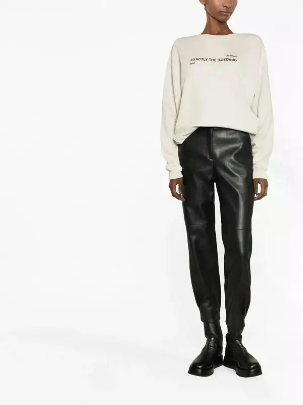 Off-White Cotton Slogan Print Sweatshirt