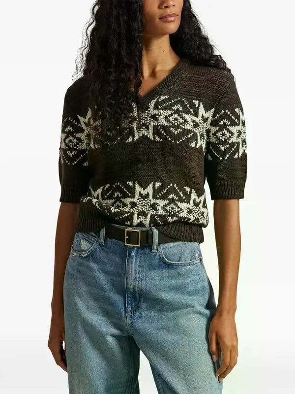 Polo Ralph Lauren Fair Isle Pattern V-neck Sweater