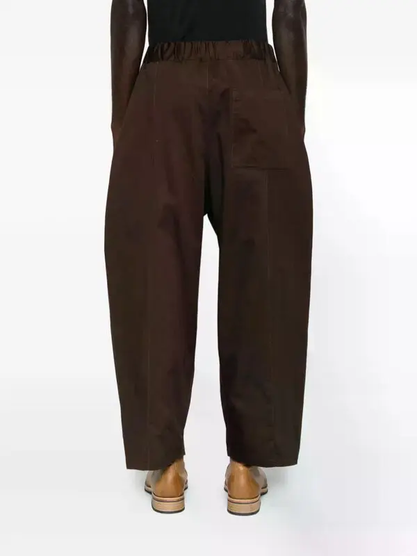 SAGE NATION Box Pleat Elasticated Waist Straight Leg Trousers - Brown