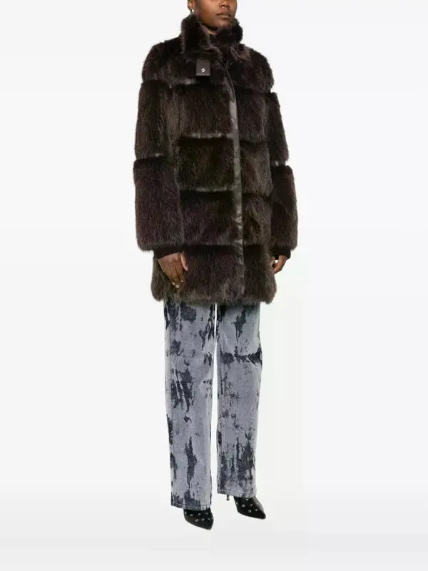 Patrizia Pepe Faux Fur Midi Jacket - Brown