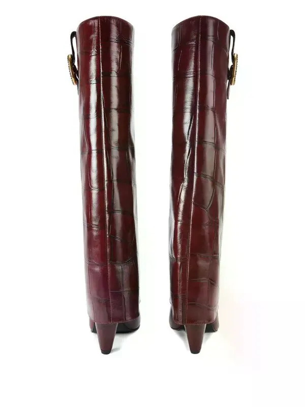Kurt Geiger 100mm Croc-embossed Fold-over Boots