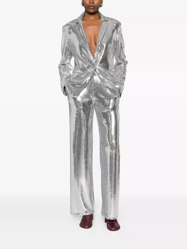 Patrizia Pepe Sequin Embellished Flared Trousers - Silver