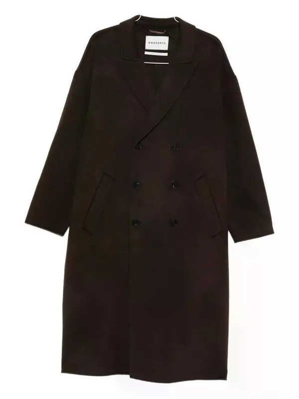 AMARANTO Double-breasted Peak Lapel Coat