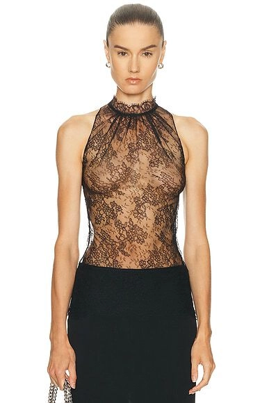 Alexander McQueen Halter Lace Top - Black