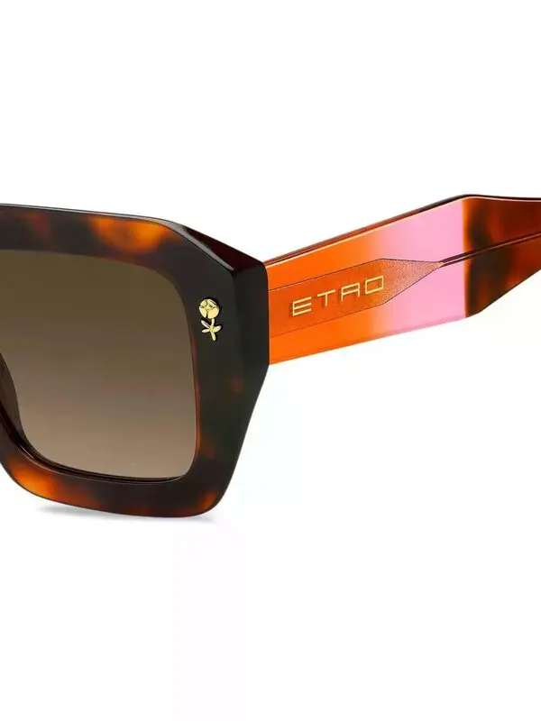 Etro Geometric Frame Sunglasses With Rose Embellishments