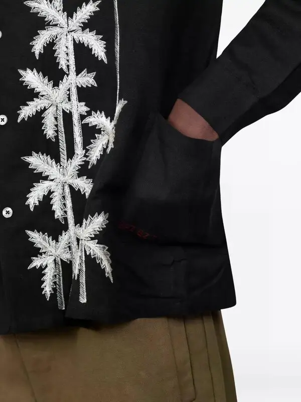 BAZISZT Palm-tree Embroidered Shirt