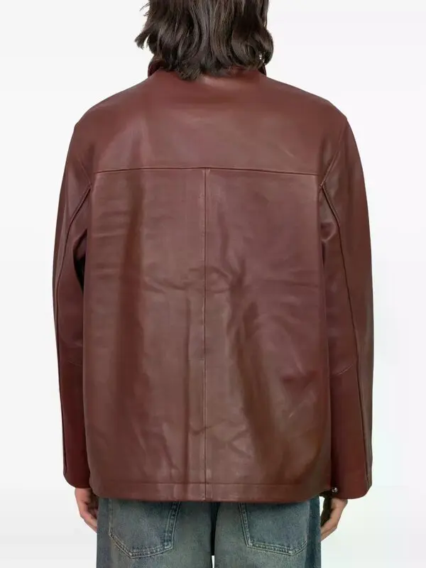 SUNFLOWER Leather Button-fastening Jacket - Red