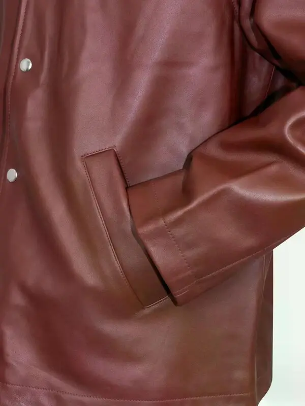 SUNFLOWER Leather Button-fastening Jacket - Red