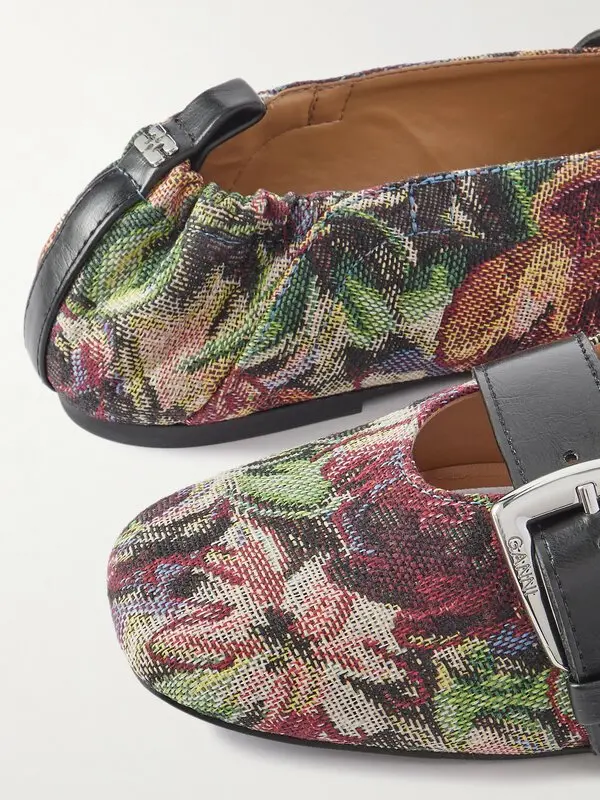 GANNI Floral Jacquard Ballet Flats With Buckle Detail - Multi