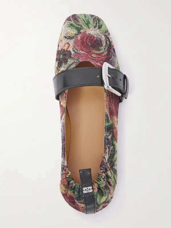 GANNI Floral Jacquard Ballet Flats With Buckle Detail - Multi