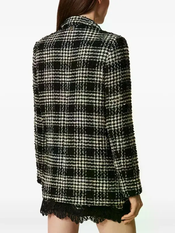 TWINSET Bouclé Checked Double-breasted Blazer