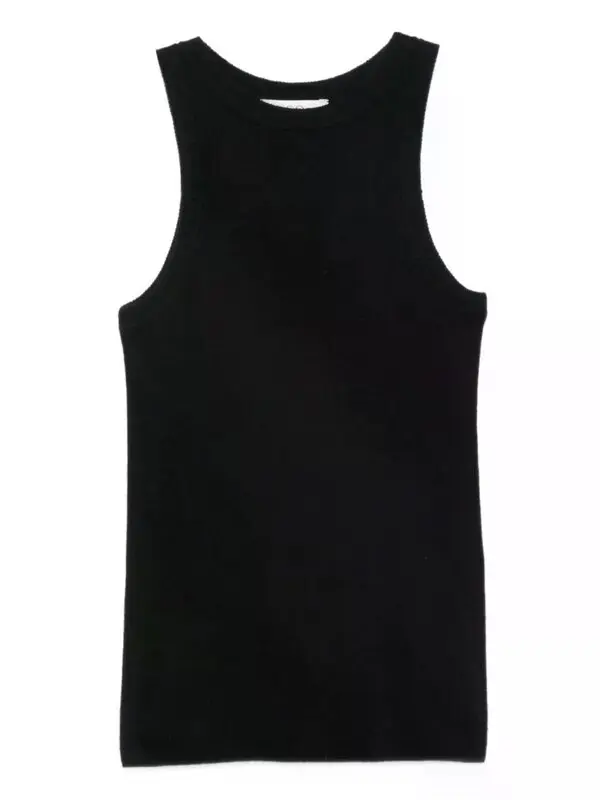 Co Collection Ribbed Crew Neck Sleeveless Top - Black