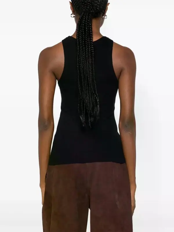 Co Collection Ribbed Crew Neck Sleeveless Top - Black